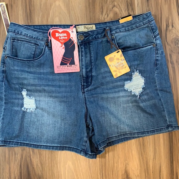Hybrid & company | Shorts | Plus Size Women Ripped Butt Lifting Denim ...
